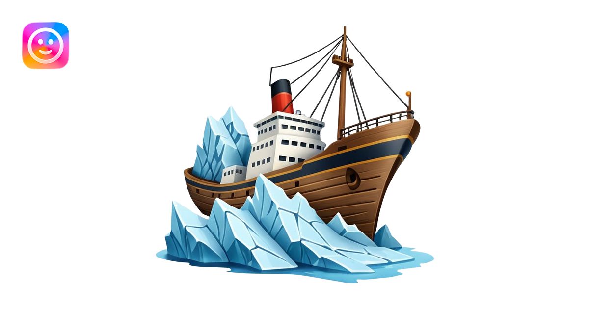 A ship crashing into an iceberg emoji | AI Emoji Generator