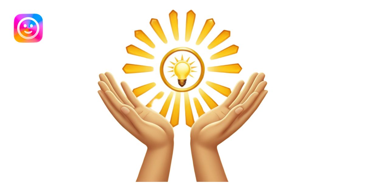 Hands radiating healing light emoji | AI Emoji Generator