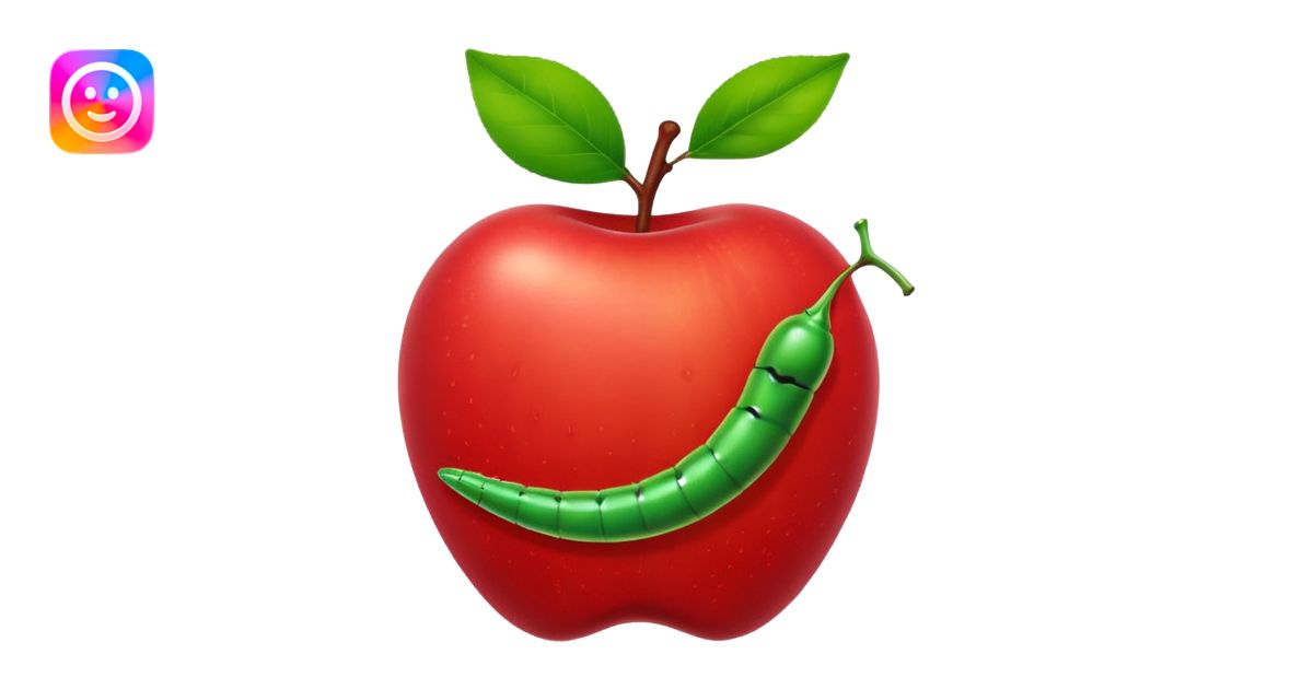 Apple emoji with a worm coming out emoji | AI Emoji Generator