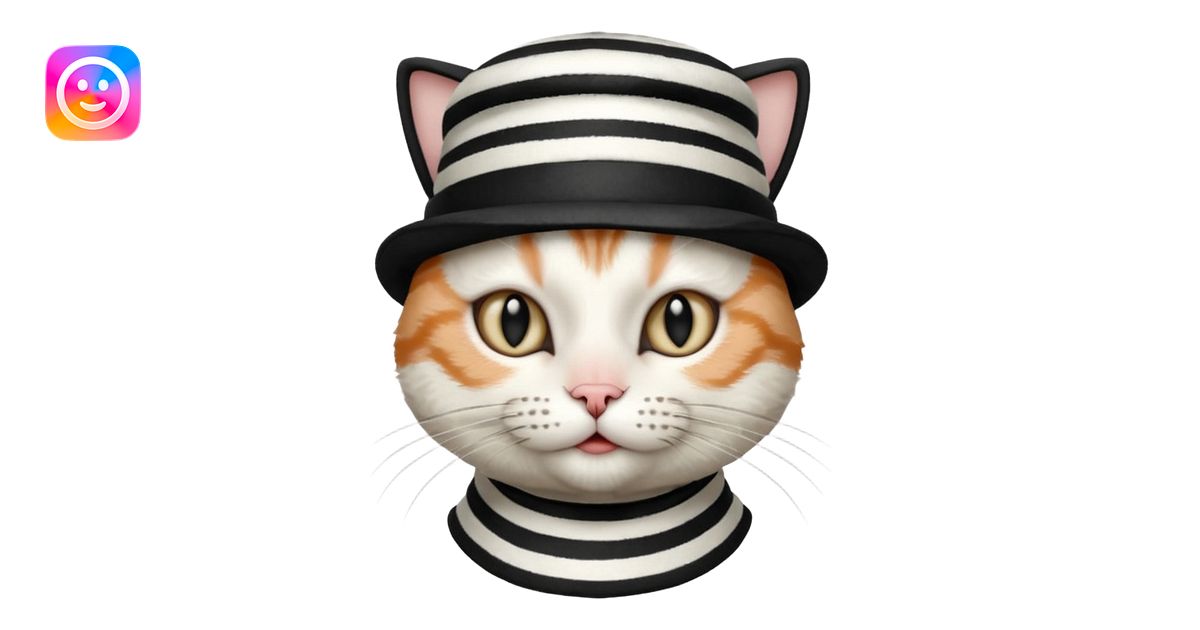 Cat mime performer with hat emoji | AI Emoji Generator