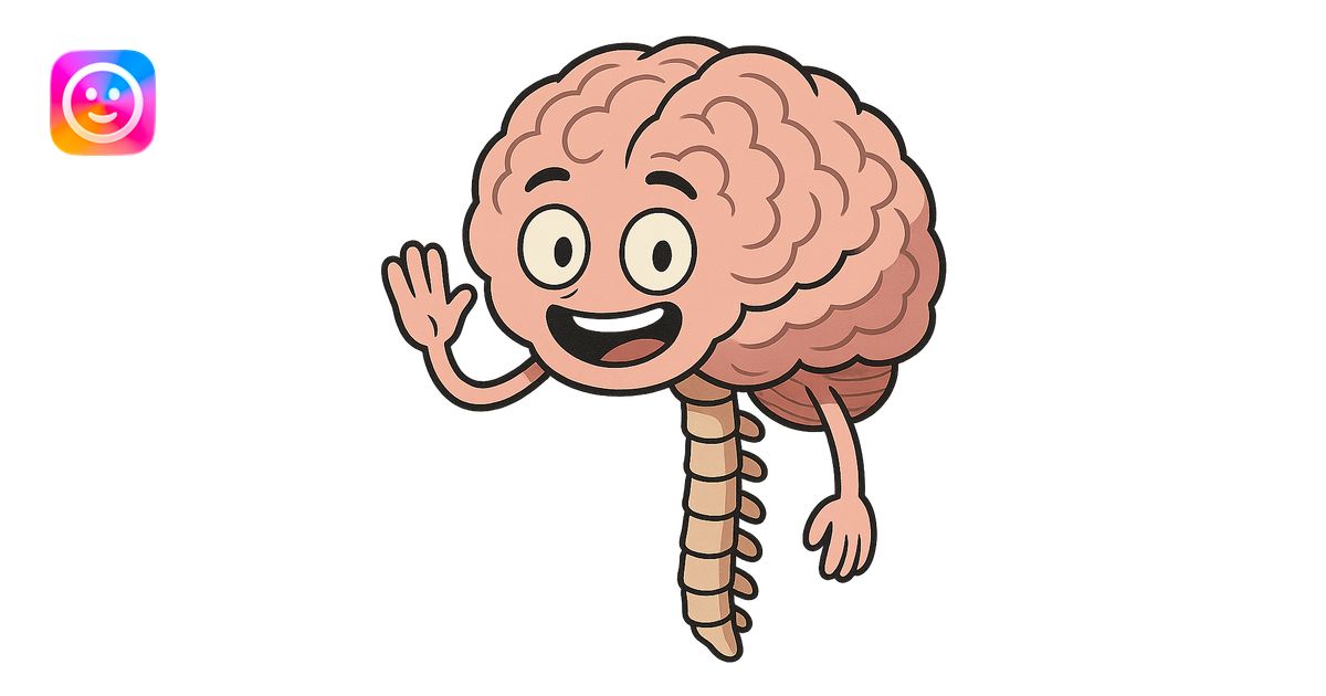 brain and spinal cord, cartoon style, friendly and approachable ...