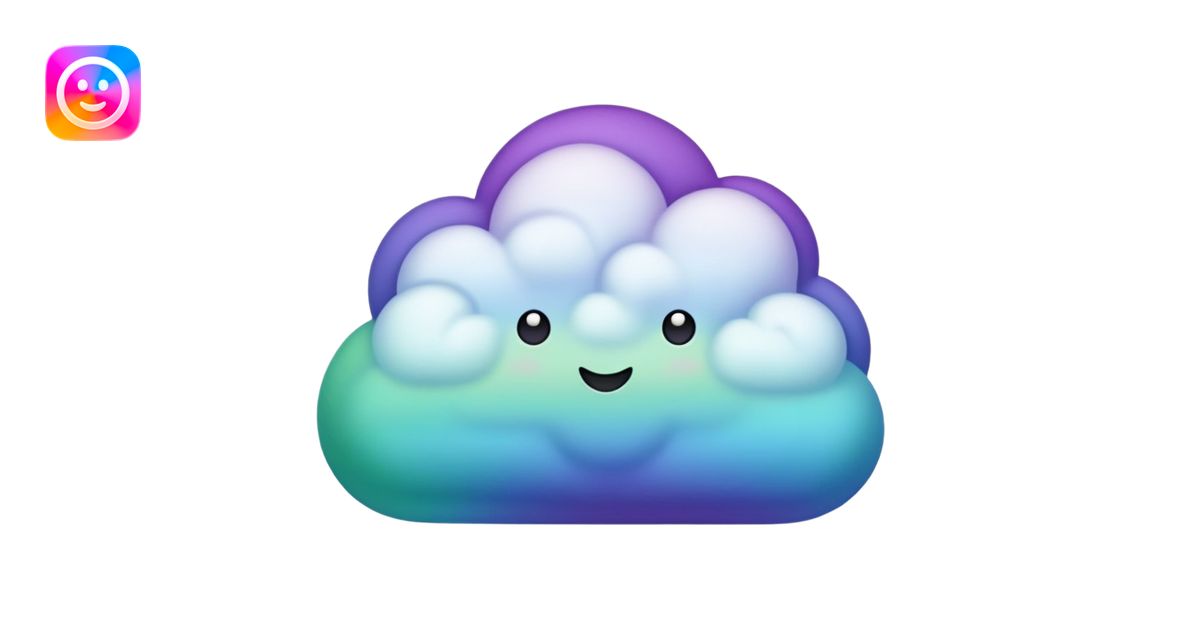 purple and green and blue gradient fluffy cloud emoji | AI Emoji Generator