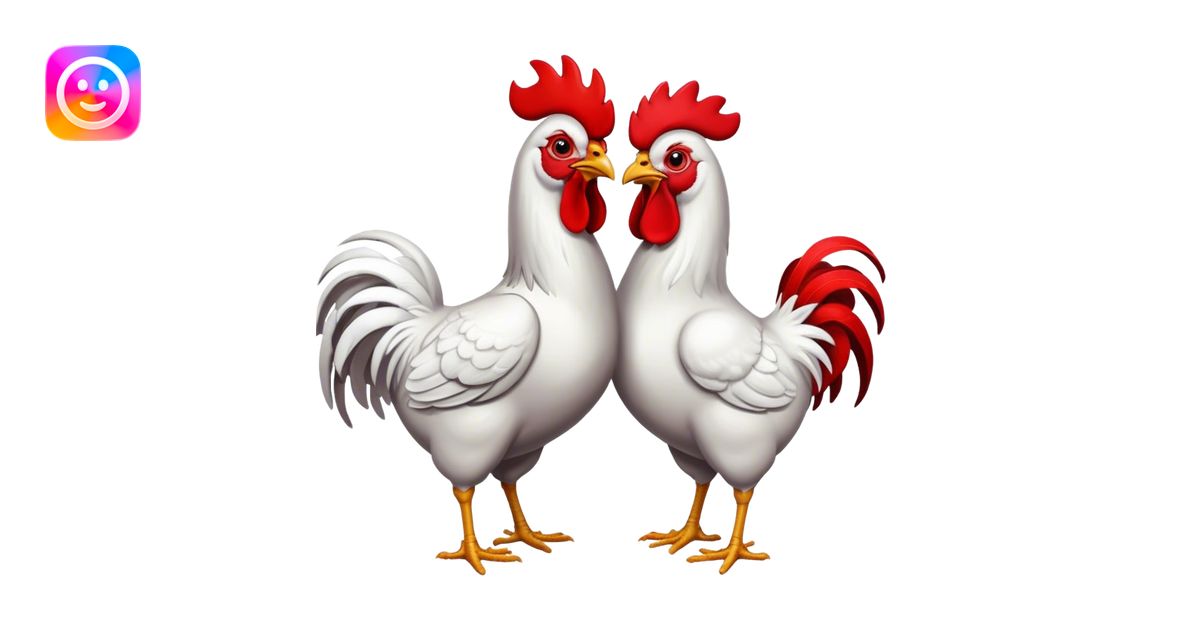 rooster and hen with heart emoji | AI Emoji Generator