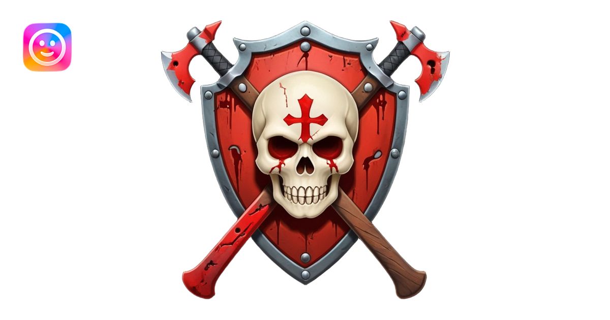 Dark horror shield badge, skull, blood stains, crossed bloody dagger ...
