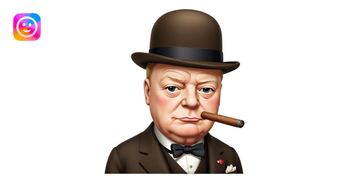 Cinematic Realistic Winston Churchill Portrait Emoji, depicted as a ...