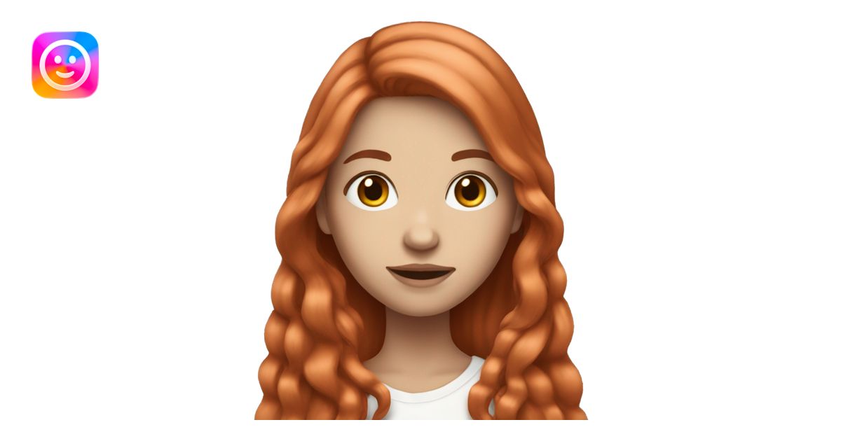A white skinned girl with long copper hair emoji | AI Emoji Generator