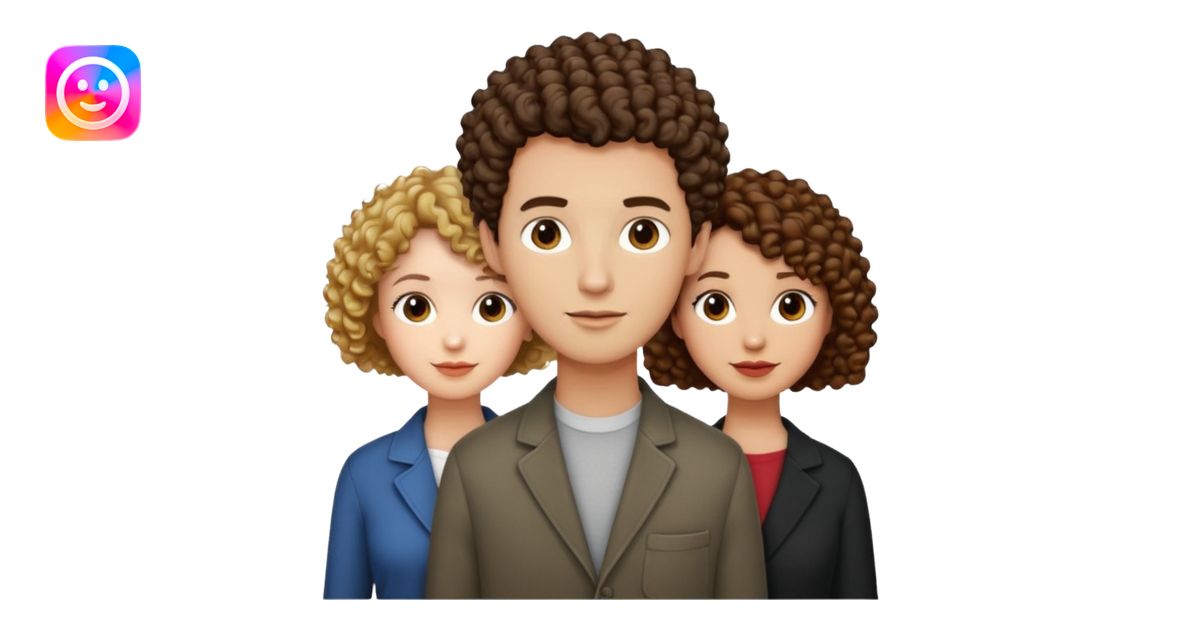 Throuple with two women with curly short hair, man with short brown ...