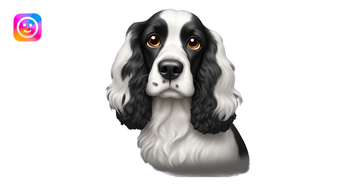 black and white cocker spaniel with nose spots emoji | AI Emoji Generator
