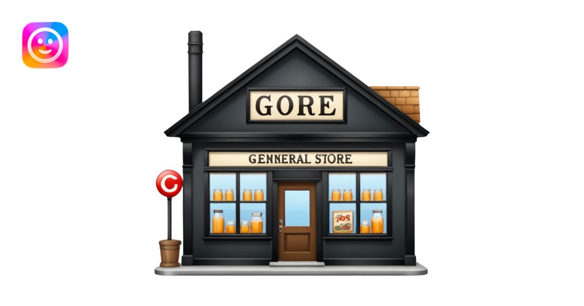 general store, old-fashioned, glass windows, open sign emoji | AI Emoji ...