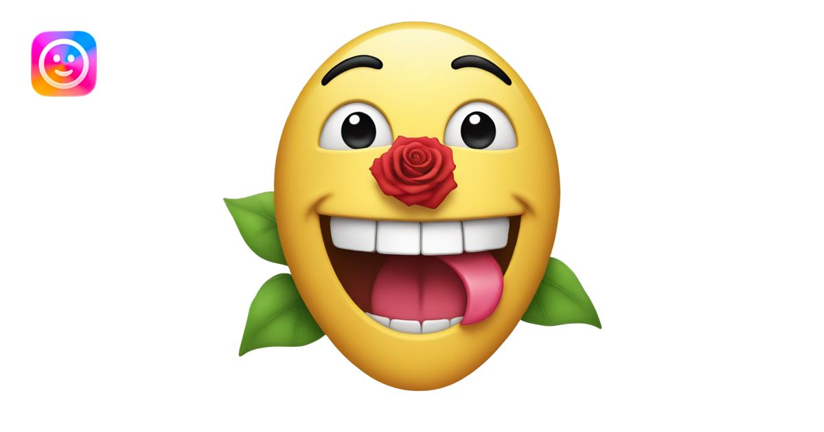 Smiling emoji with a rose in its mouth emoji | AI Emoji Generator