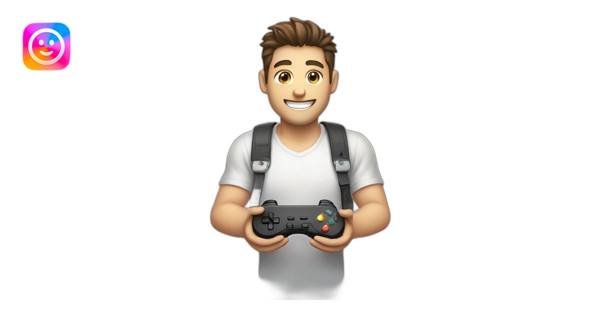A GUY PLAY VIDEO GAMES CONSOLE SMILE emoji | AI Emoji Generator
