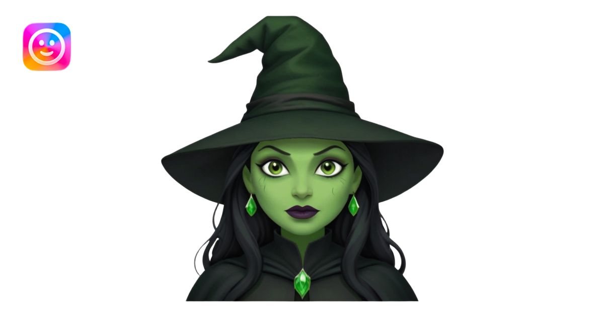 elphaba wicked witch with broom close up, evil dark coily long dark ...