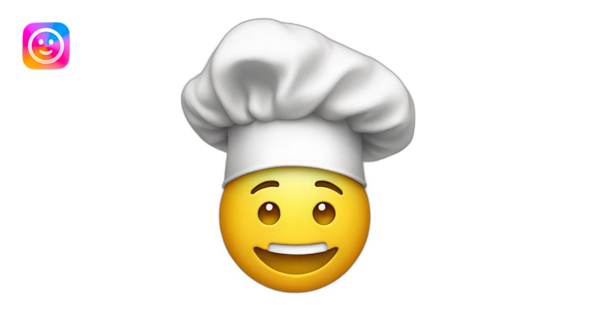 Smiley wearing a chef's hat looking up emoji | AI Emoji Generator