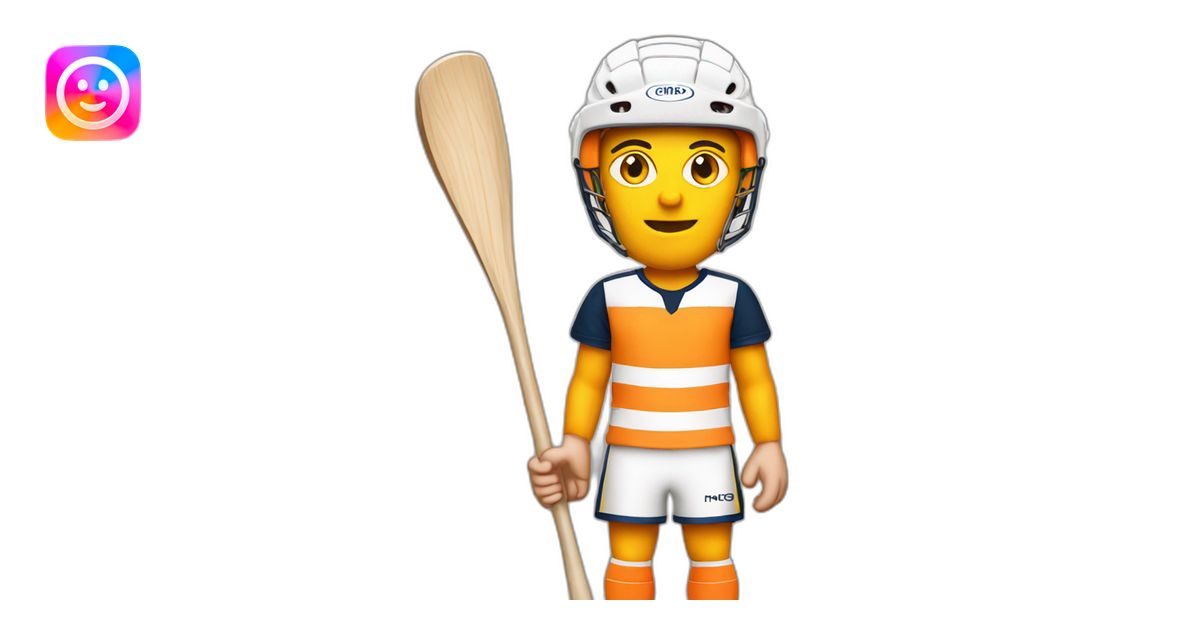 Hurling GAA in orange and white top emoji | AI Emoji Generator