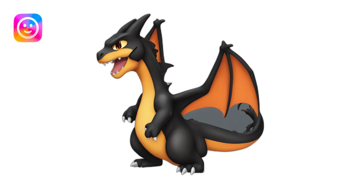 Black Charizard emoji | AI Emoji Generator