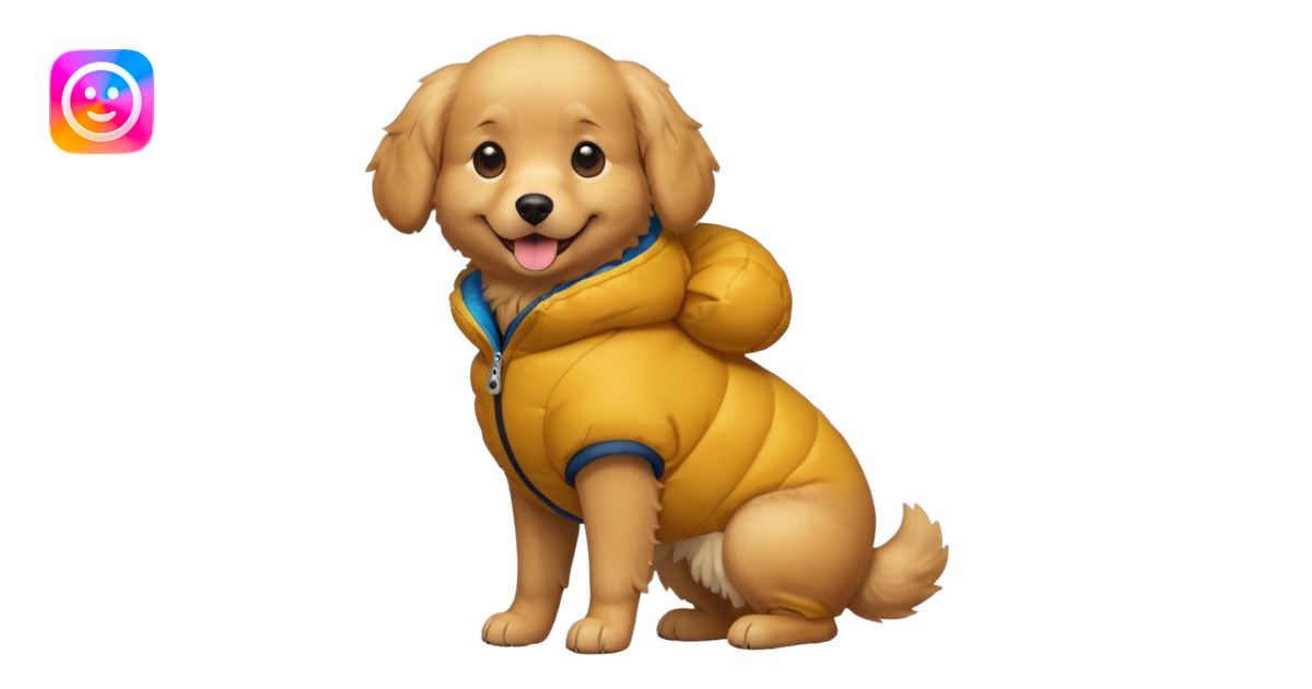 a full body of cute dog with puffer clothes emoji | AI Emoji Generator