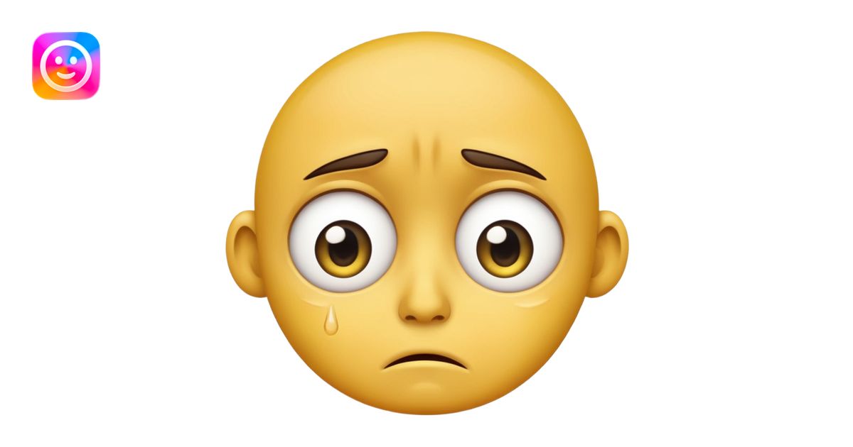 Create a sad face, big eyes, sad crying with tears, regular emoji ...