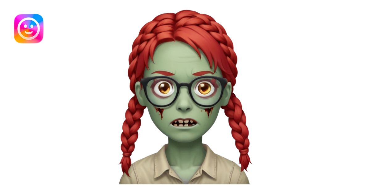 zombie with braided red hair and glassess emoji | AI Emoji Generator