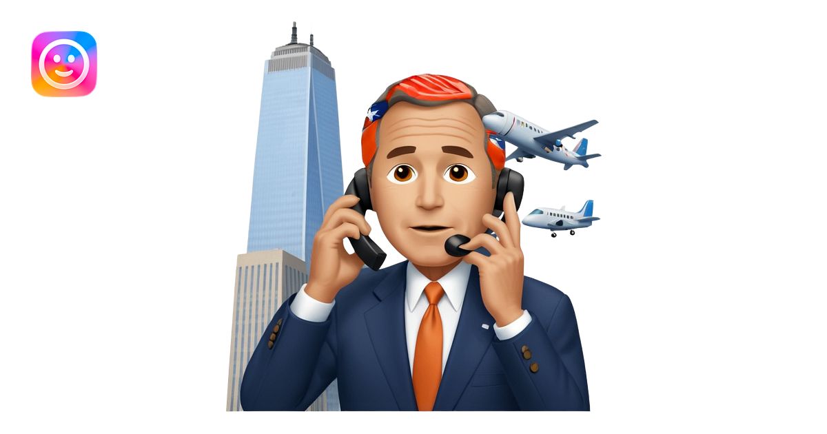 emoji of the world trade center with a plane crashed into it and george ...