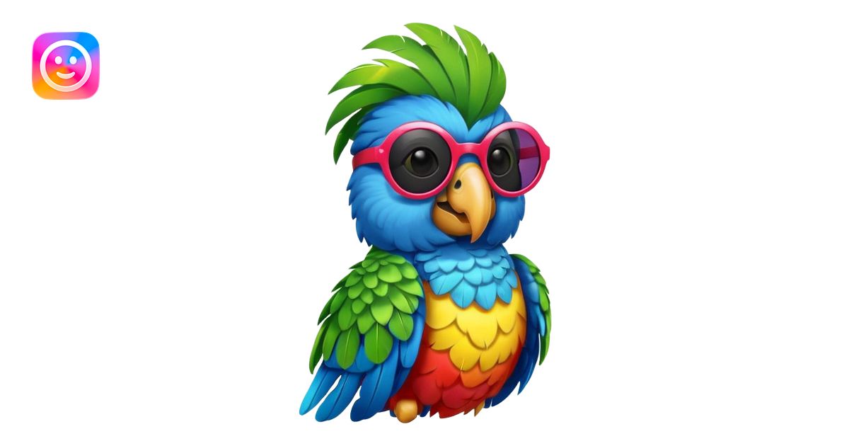 Parrot with shiny sunglasses emoji | AI Emoji Generator