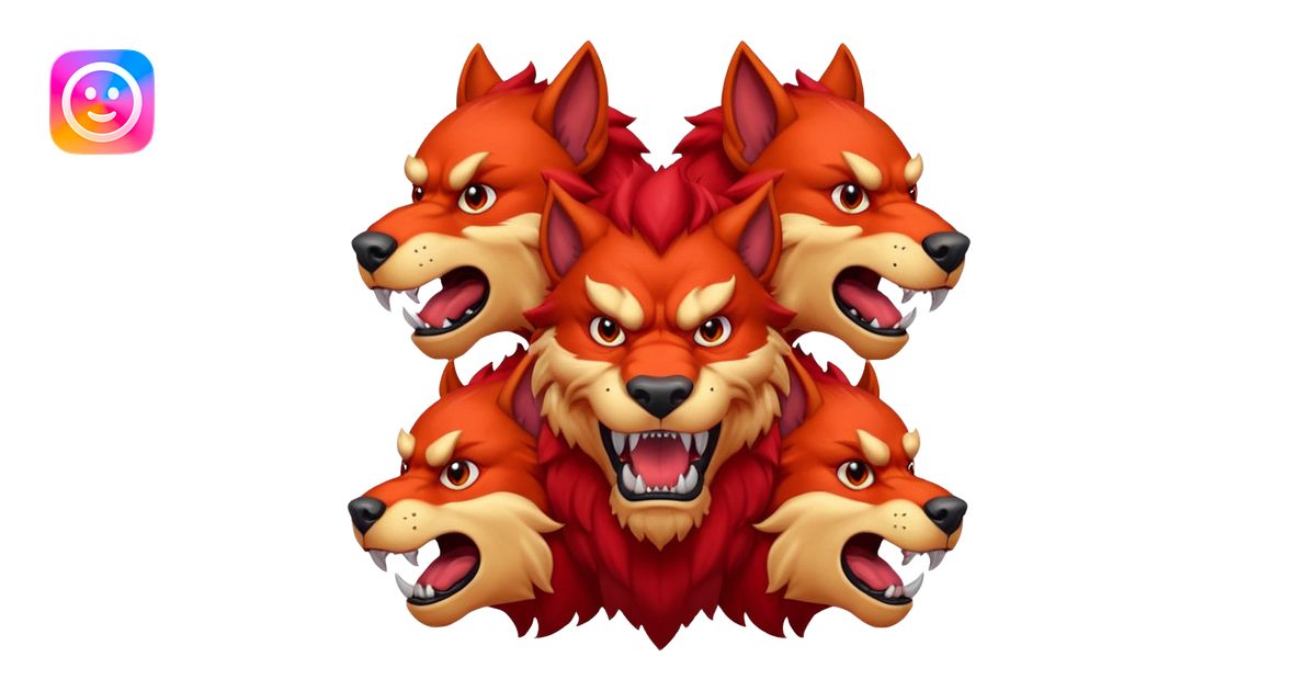 Red cerberus emoji | AI Emoji Generator
