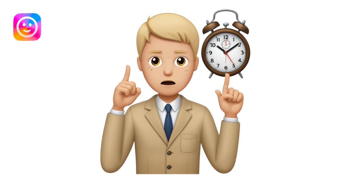 Emoji saying now maybe a clock and ur pointing at it like times up ...