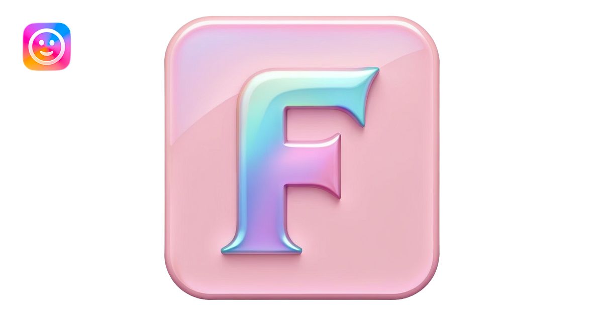 Iridescent pastel pink Font setting icon with letter F emoji | AI Emoji ...