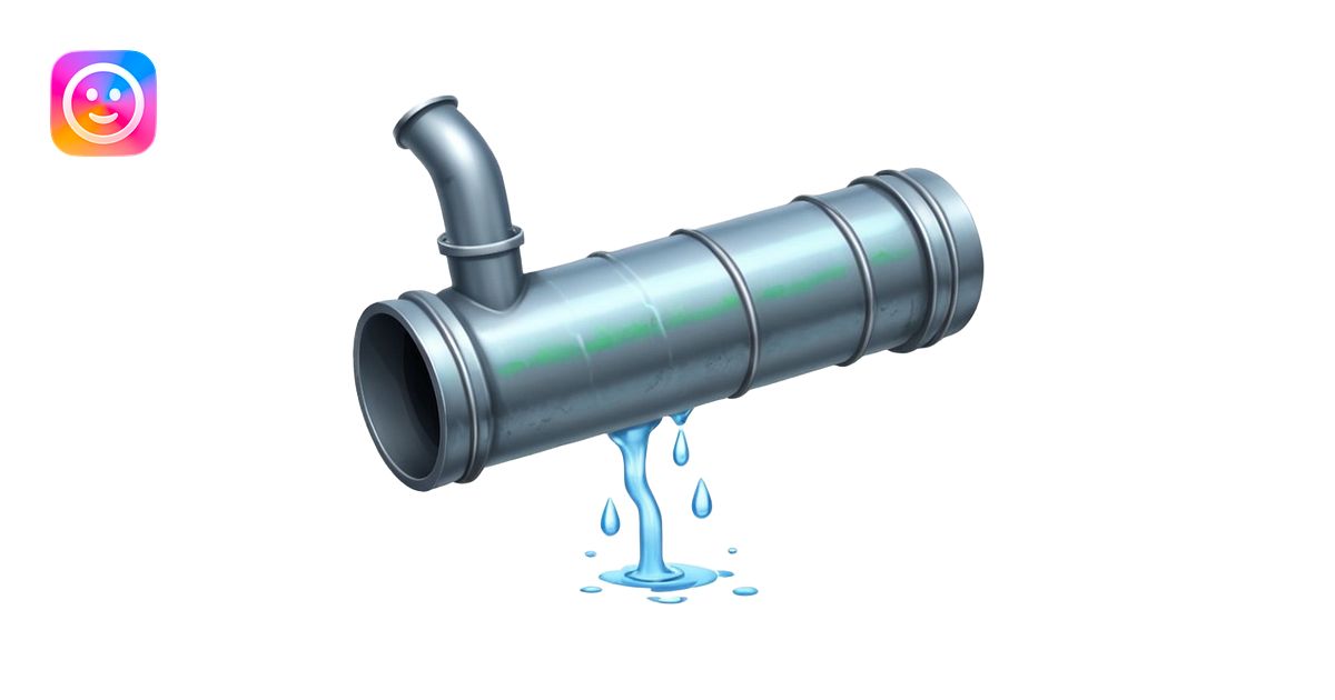 sewer steel shiny pipe with leaking water emoji | AI Emoji Generator