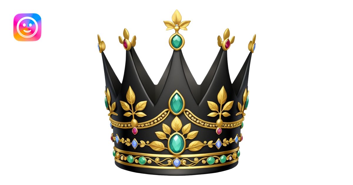 eine schwarze krone mit ein wenigen verzirten goldblätter edelsteine ...