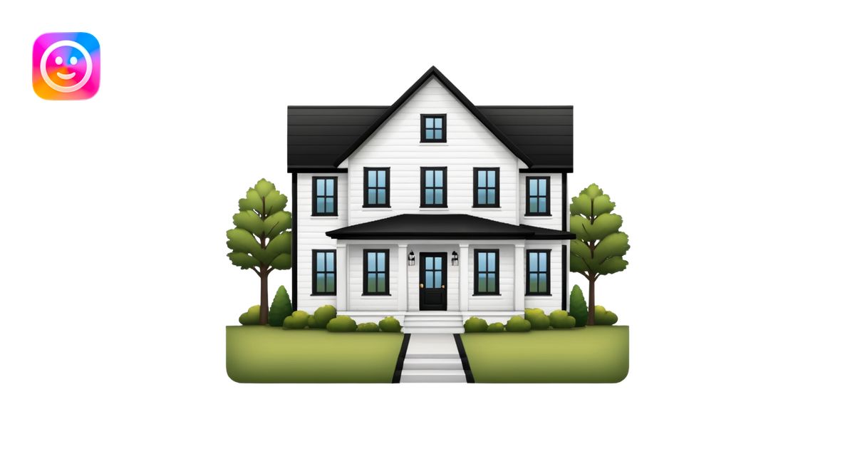 modern farmhouse with white siding and black trim emoji | AI Emoji ...