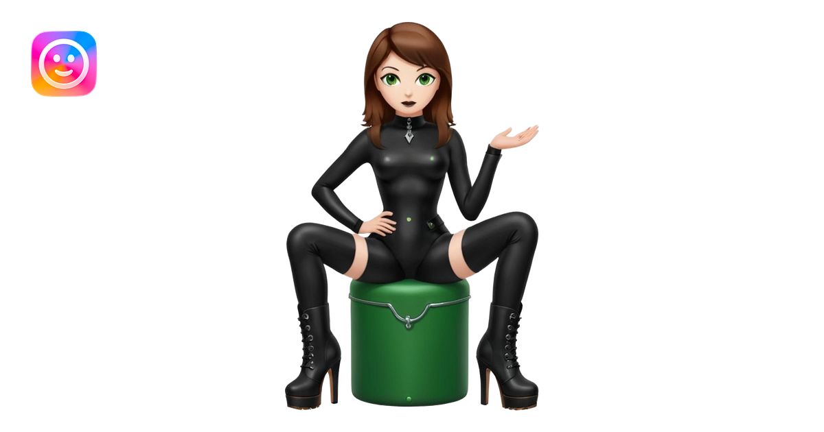 Create Dominatrix in black latex clothes,green eyes,brown hair and ...