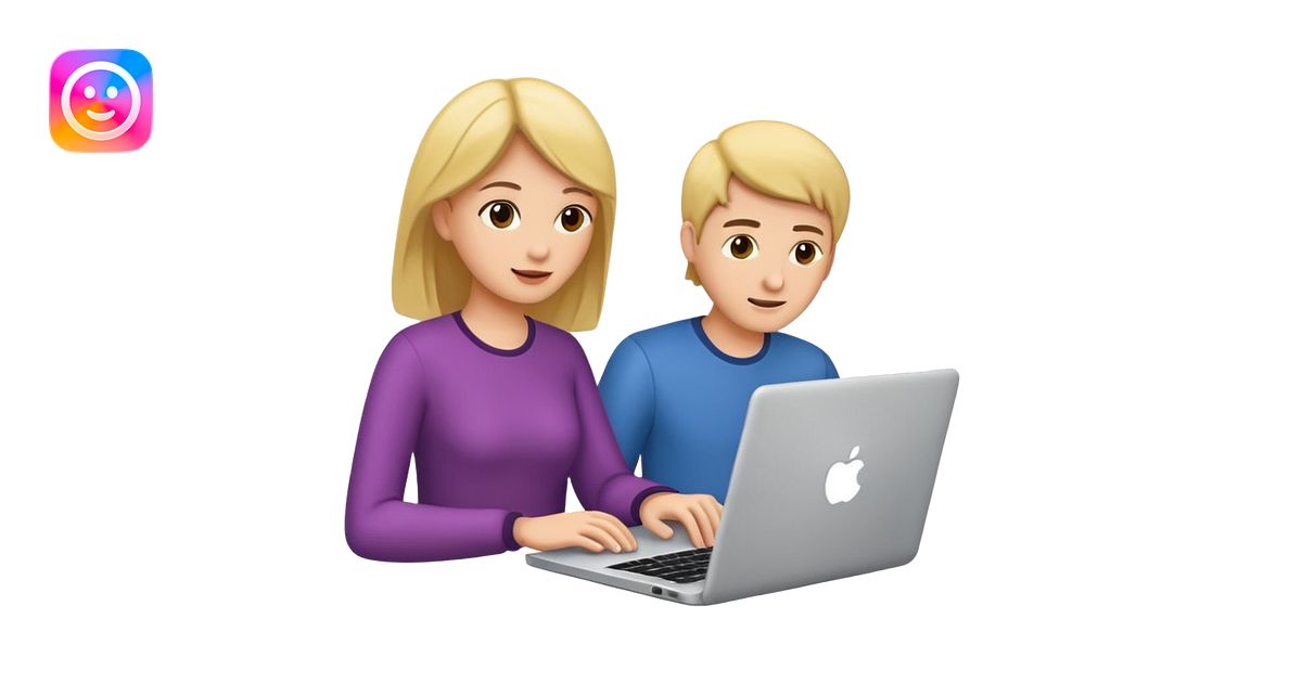 two people, woman and men using laptop emoji | AI Emoji Generator