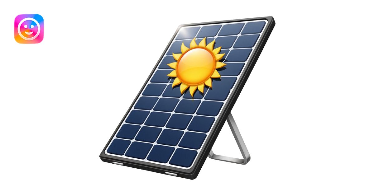 sleek solar panel with white lines, reflecting the sun emoji | AI Emoji ...