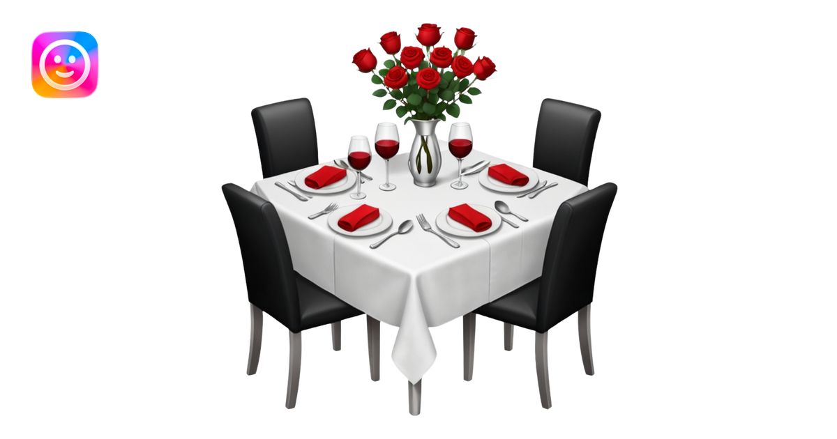 Fine dining restaurant table for two emoji | AI Emoji Generator