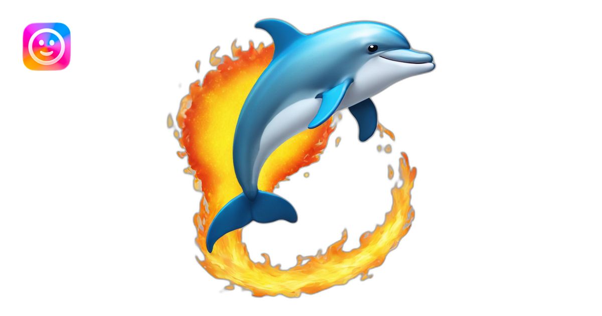 dolphin jumping through hoop of fire emoji | AI Emoji Generator