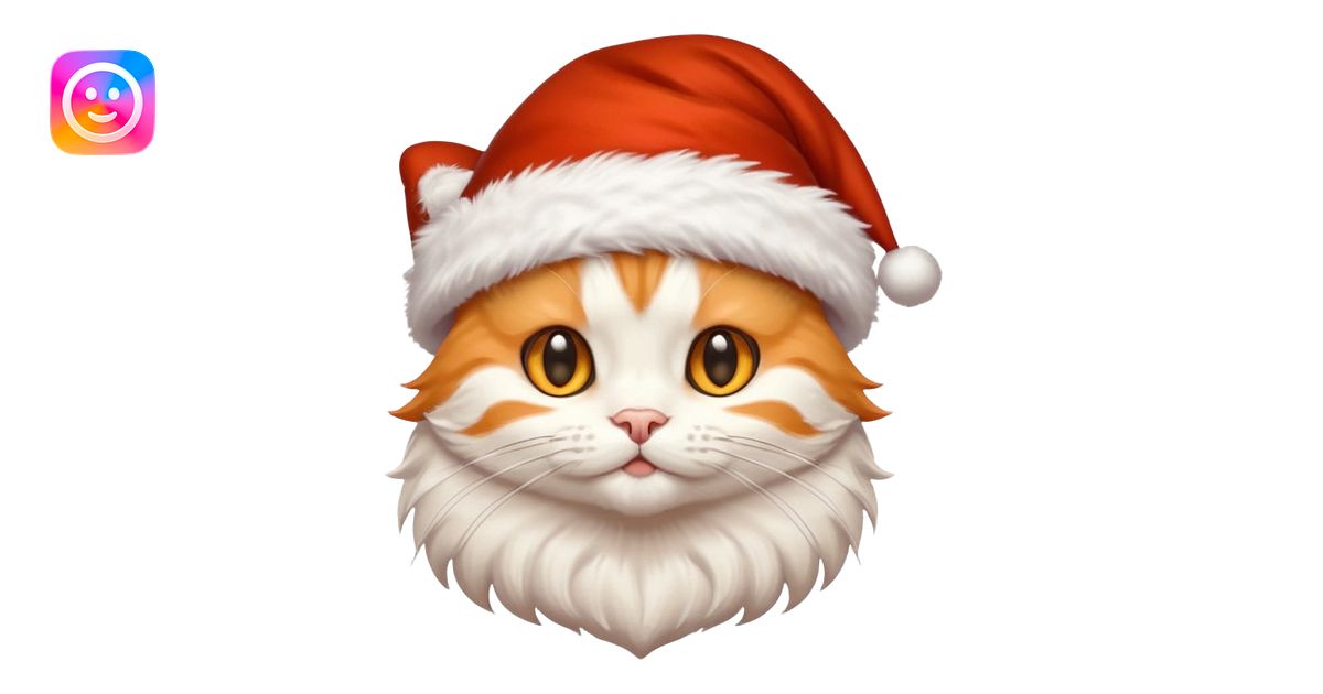 Light orange tabby kitty inside a Santa hat emoji | AI Emoji Generator