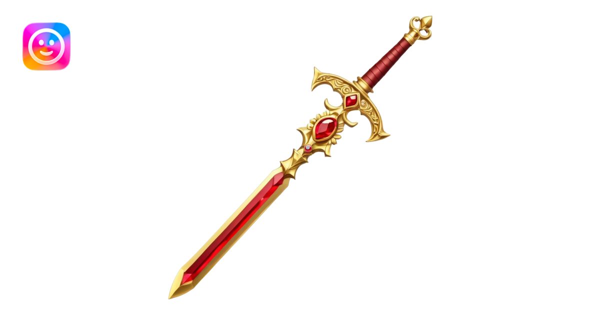 golden sword with red gem emoji | AI Emoji Generator