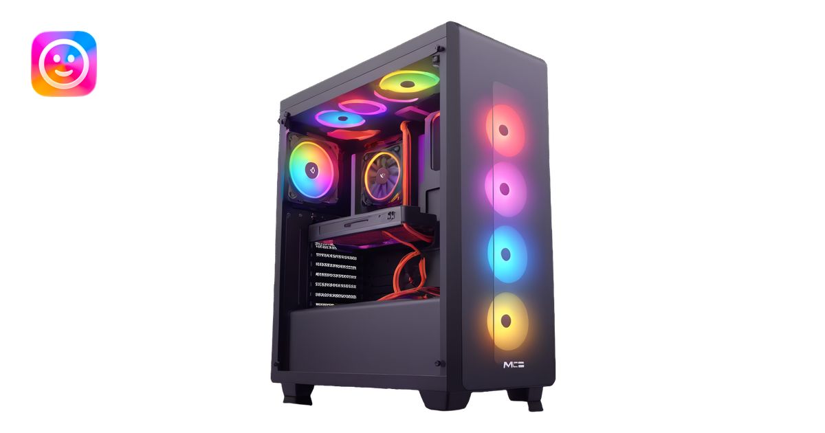 gaming PC tower with RGB lighting emoji | AI Emoji Generator