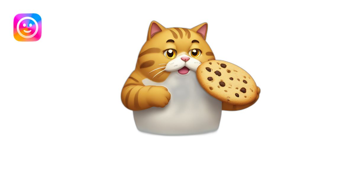 fat cat eating cookies looking busted emoji | AI Emoji Generator
