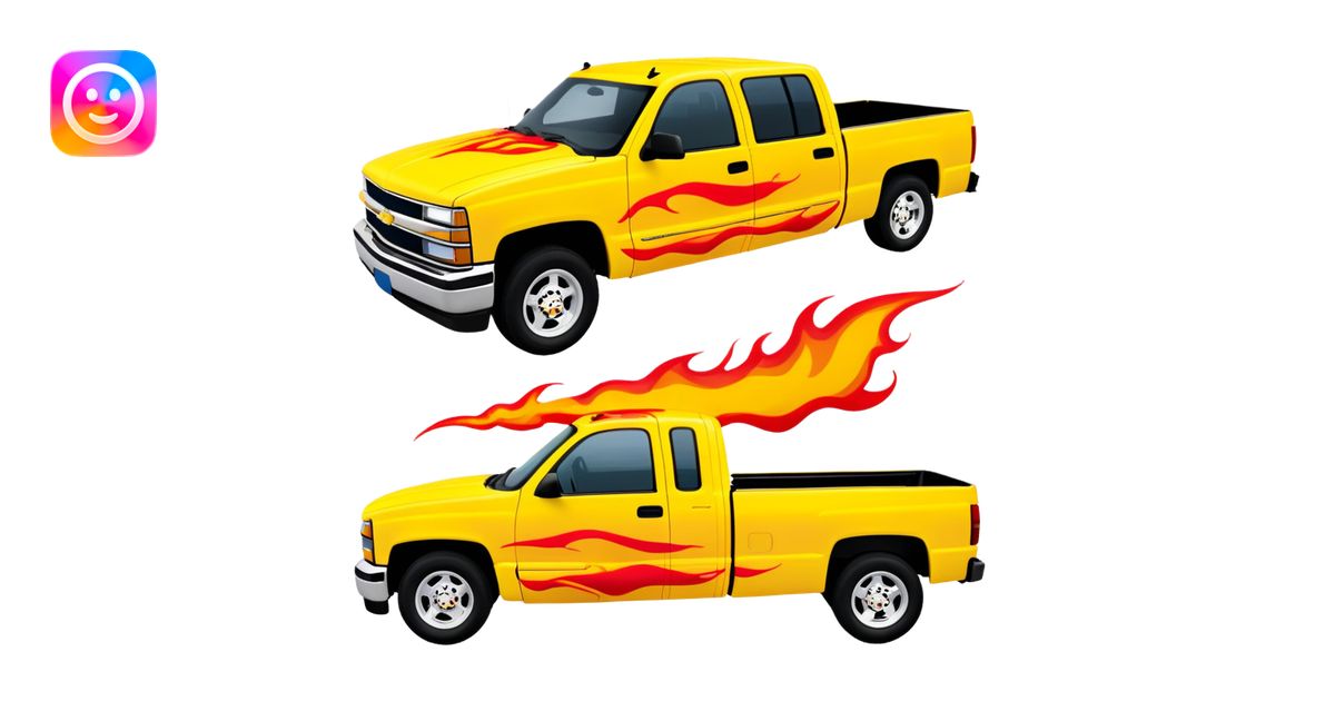 Yellow 1997 Chevrolet C-2500 Crew Cab Silverado with airbrushed red ...
