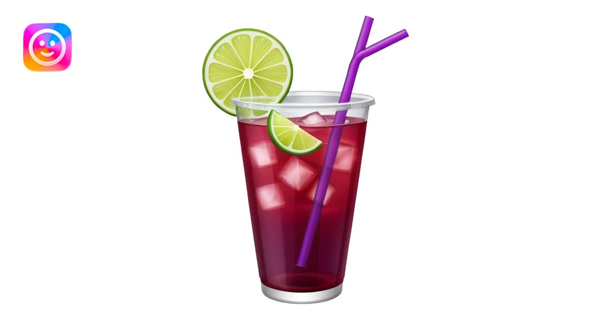 maroon purple cocktail with a lime wedge in the drink in a plastic cup ...