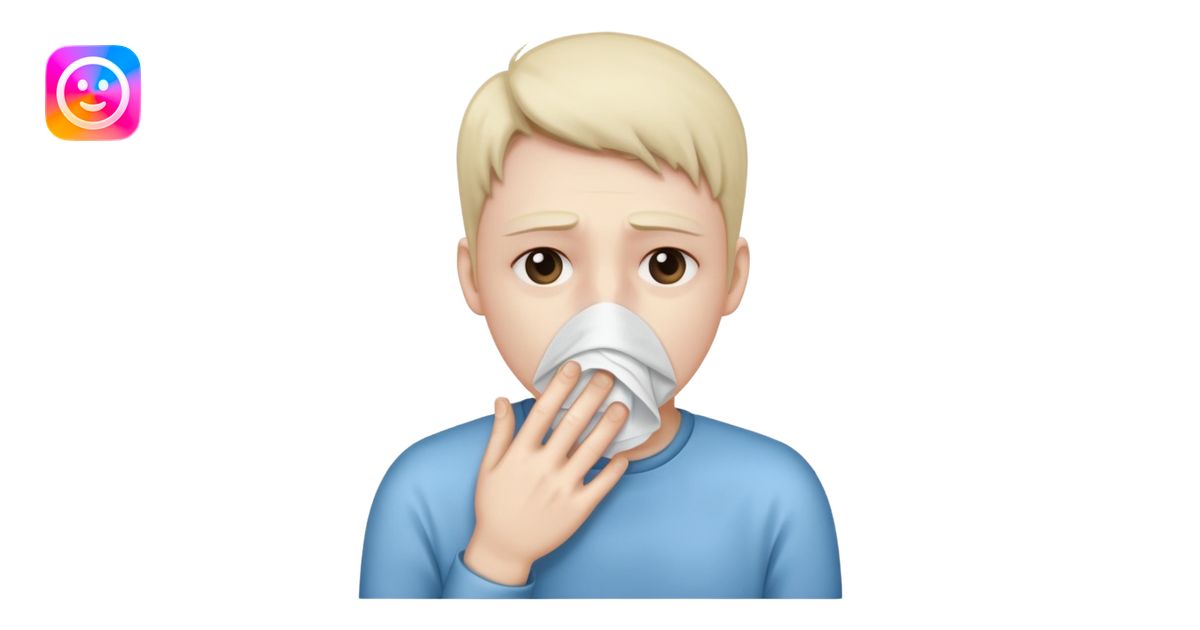 sick person with tissue on nose, and is shaking. emoji | AI Emoji Generator