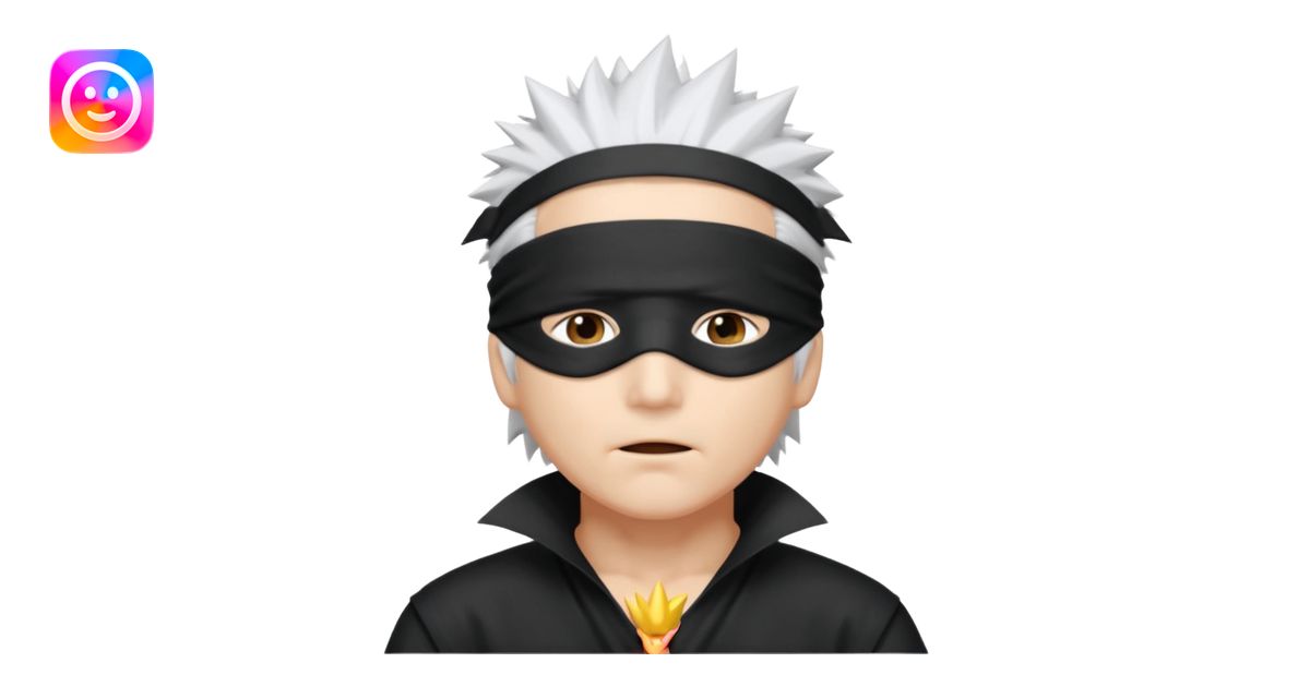 Gojo saturo with spiky hair and blind fold emoji | AI Emoji Generator