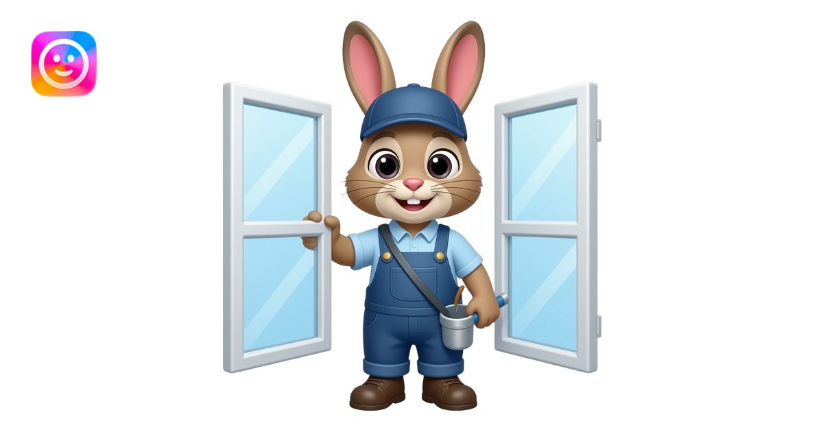 Window cleaner rabbit emoji | AI Emoji Generator