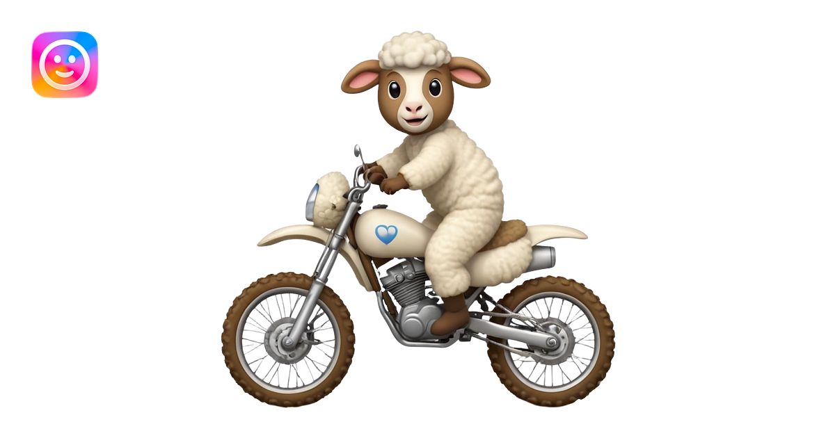 cartoon sheep on a dirt bike jumping emoji | AI Emoji Generator