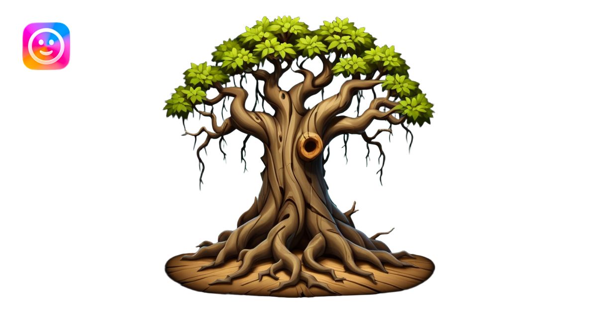 dark old deep tangled cracking trees emoji | AI Emoji Generator