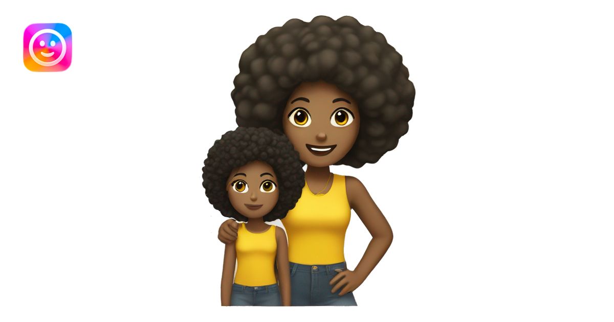 Black girl wearing yellow with an Afro having a bitmoji girl behind her ...