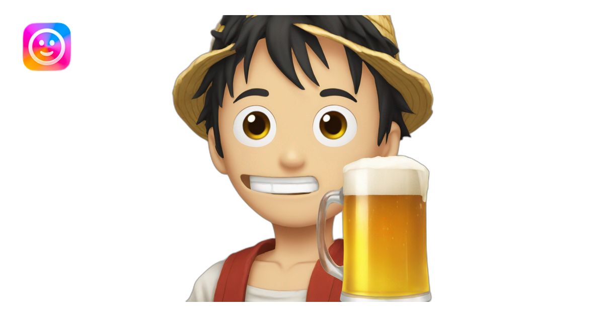 Luffy with beer emoji | AI Emoji Generator