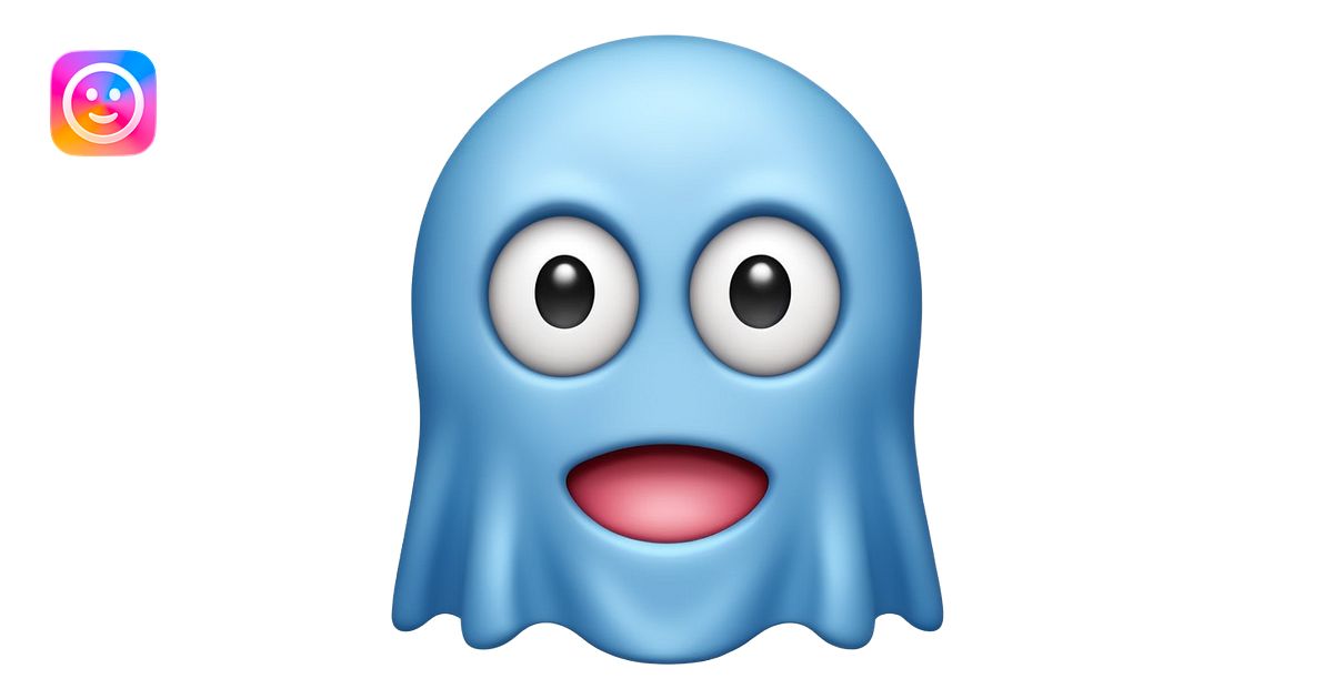 Sky Blue Pacman ghost character with big eyes emoji | AI Emoji Generator