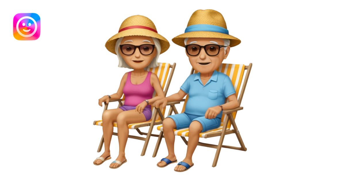 an emoji that shows elderly one woman and one man, both are retired and ...